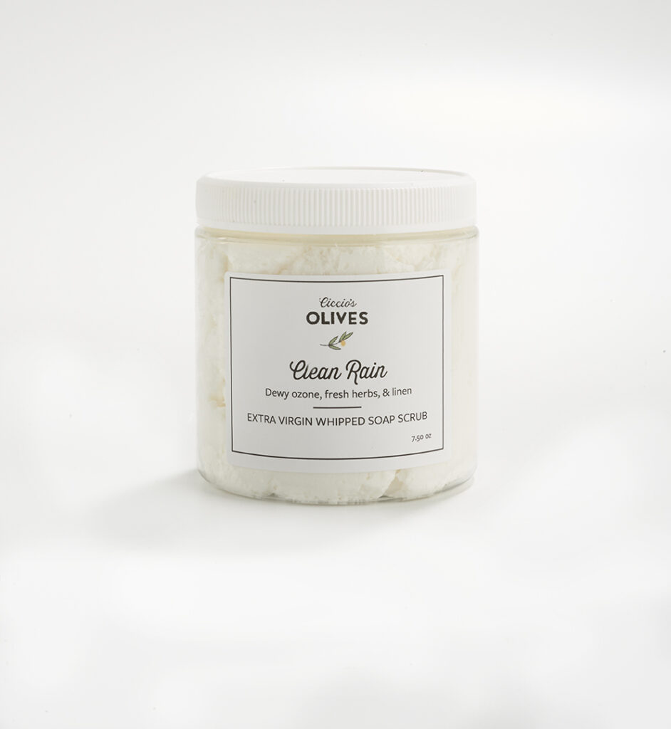 Clean Rain Whipped Soap Scrub - Ciccio's Olives | Ciccio's Olives